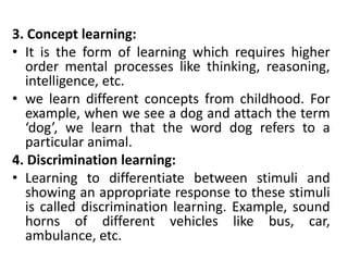 Nature & types of learning | PPTX