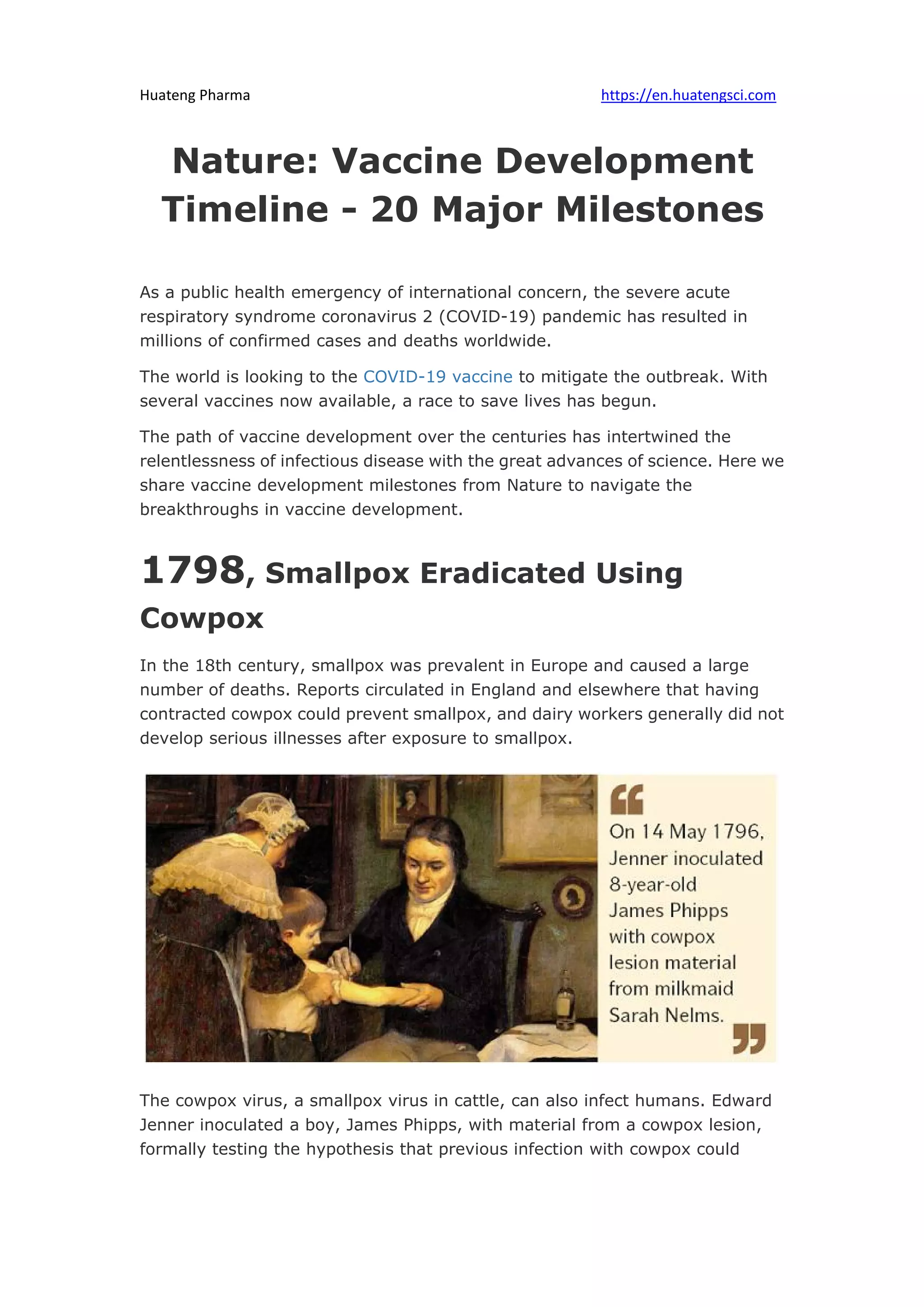 Nature vaccine development timeline 20 major milestones | PDF