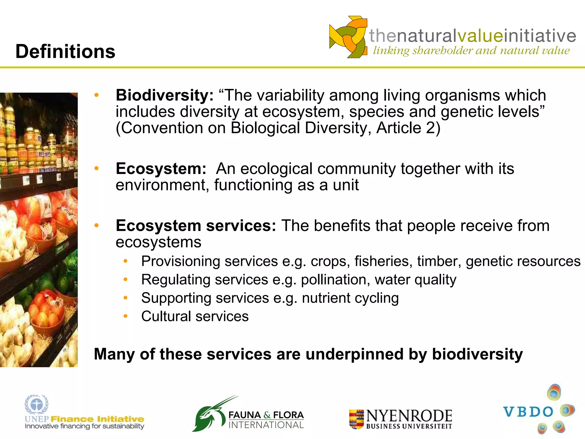 Biodiversity and the Food and Drink Sector | PPT