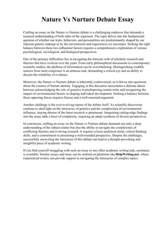 Nature Vs Nurture Debate Essay.pdf