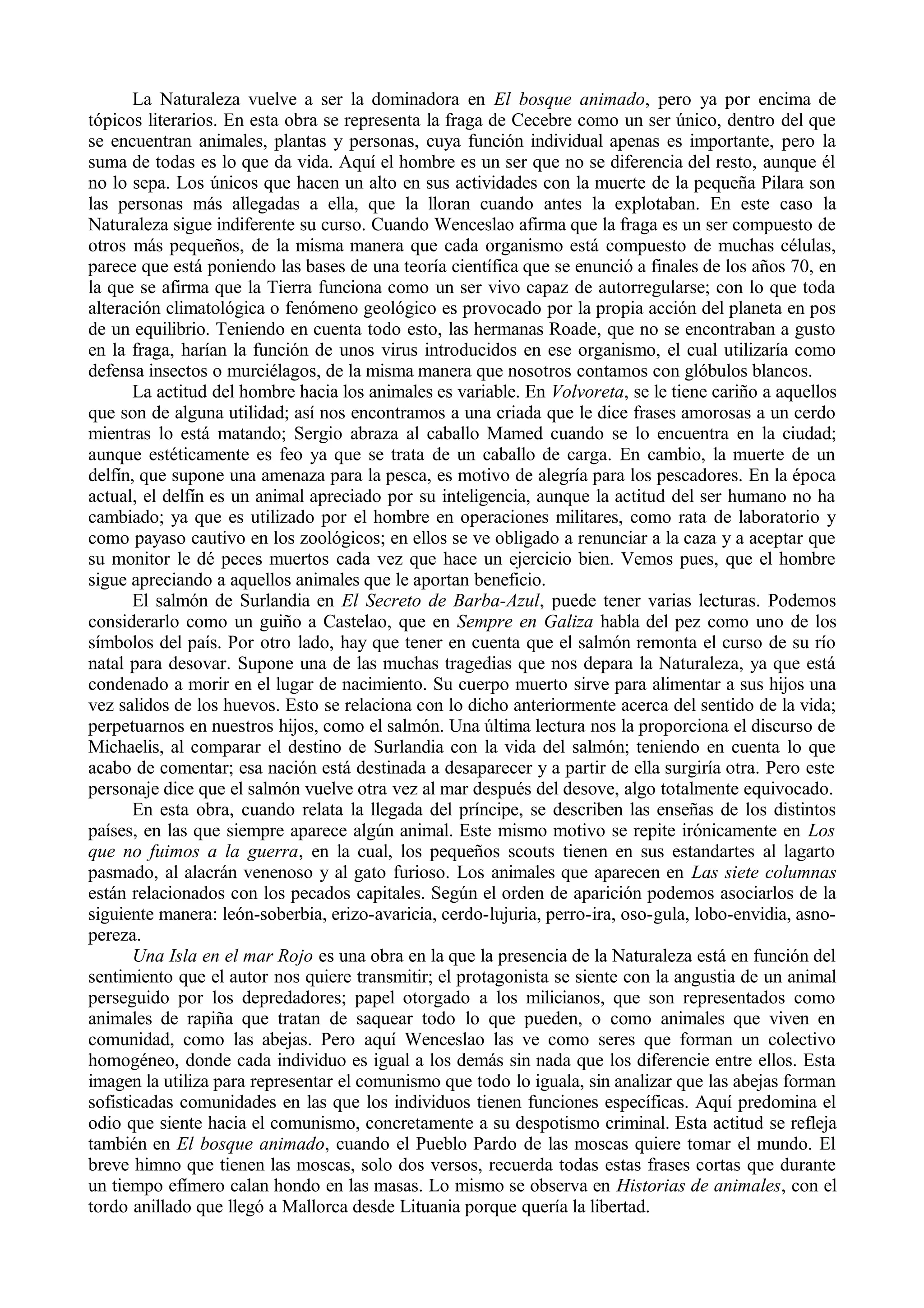 La naturaleza y los animales en Wenceslao Fernández Flórez. | PDF