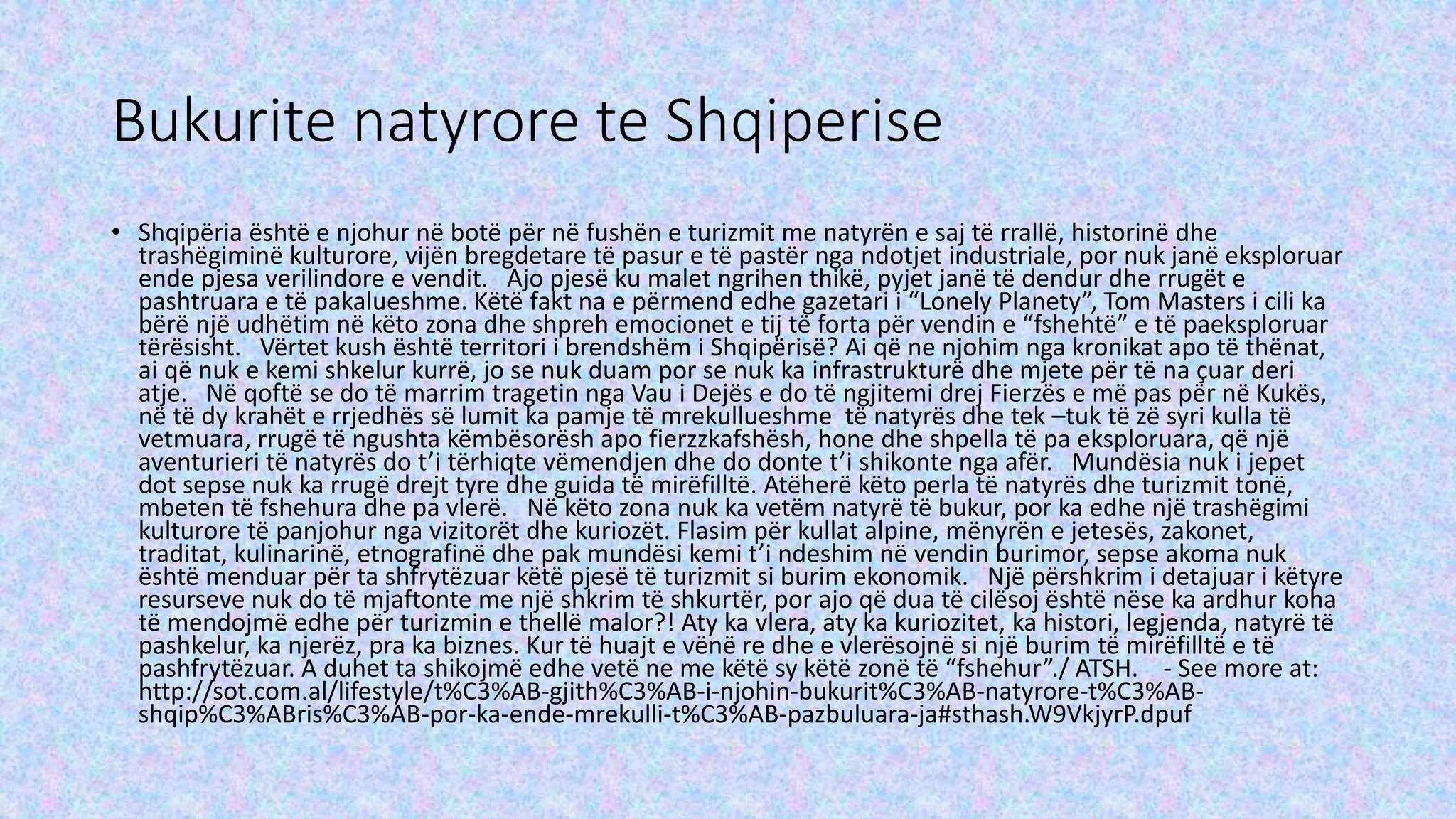 Natyra shqiptare | PPTX