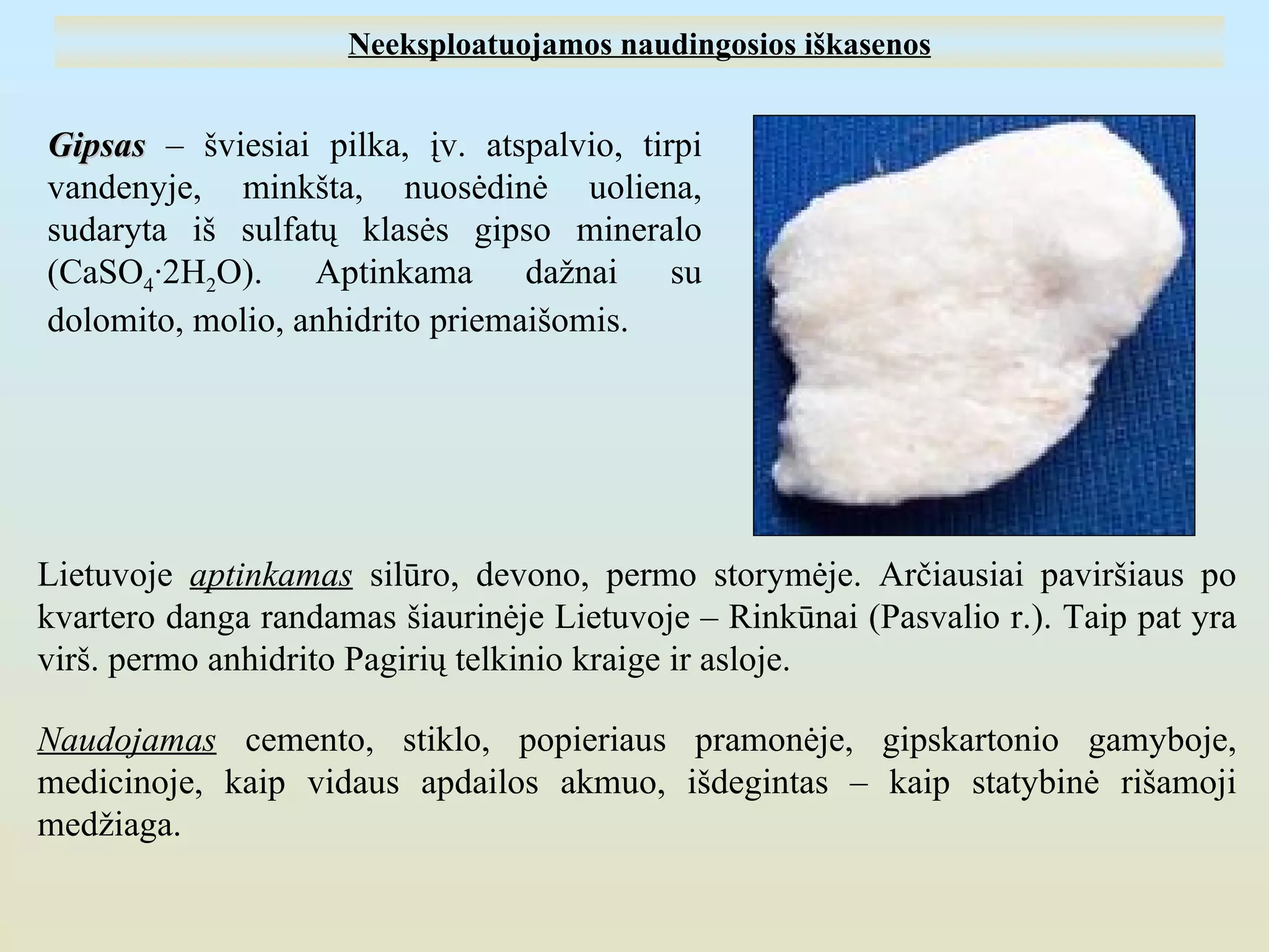 Lietuvos naudingos iskasenos | PPT