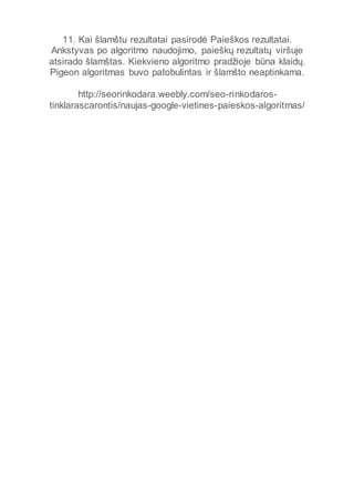 Naujas google vietinės paieškos algoritmas | PDF