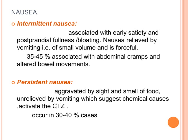 Nausea and vomiting | PPTX | Digestive Disorders | Diseases and Conditions