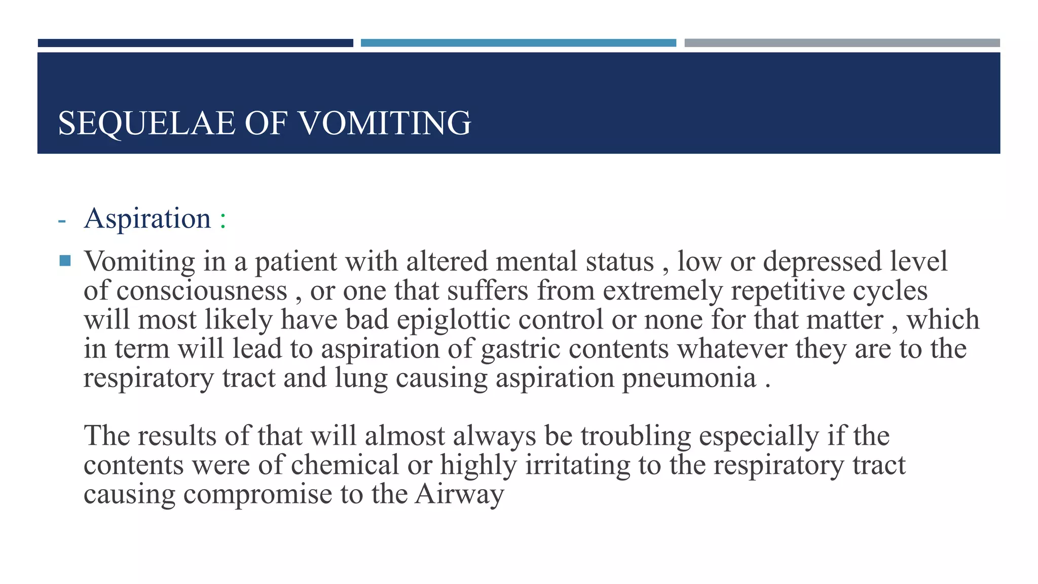Physiology of Nausea and vomiting , PONV, guidelines and management | PPTX