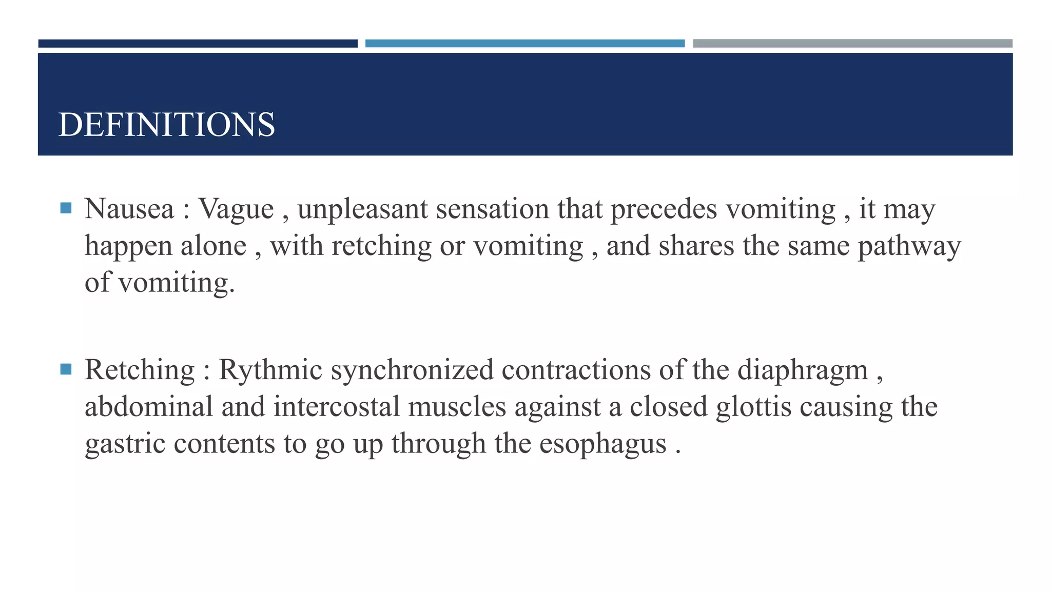 Physiology of Nausea and vomiting , PONV, guidelines and management | PPTX