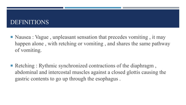 Physiology of Nausea and vomiting , PONV, guidelines and management | PPTX