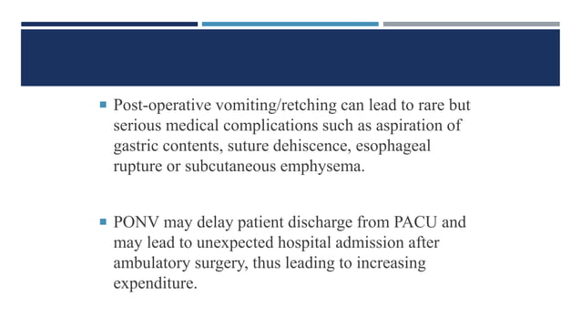 Physiology of Nausea and vomiting , PONV, guidelines and management | PPTX