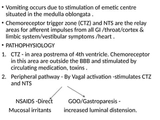 Nausea & vomiting, physiology and basics of vomiting and its treatment ...