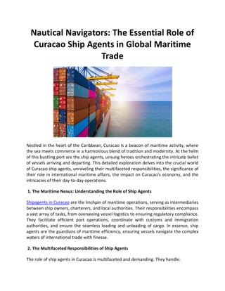 Nautical Navigators The Essential Role of Curacao Ship Agents in Global ...
