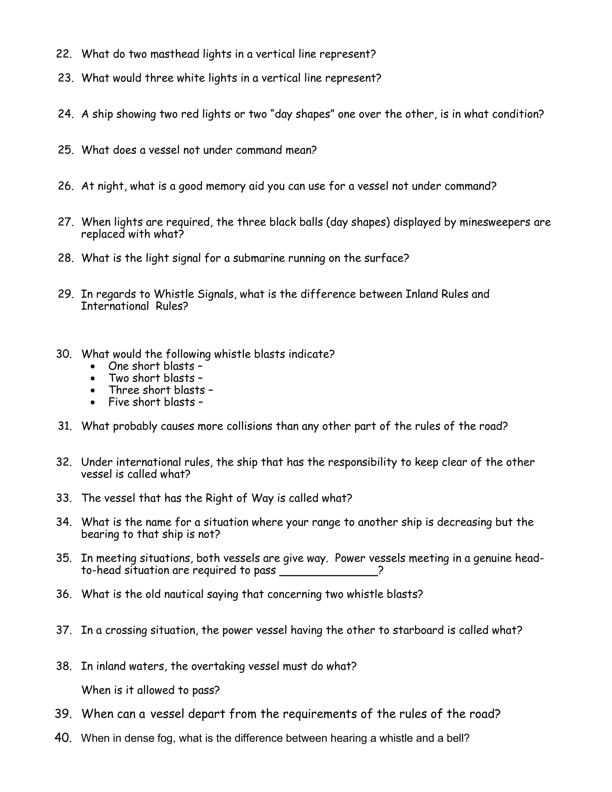 Nautical Rules of the Road Notes | PDF