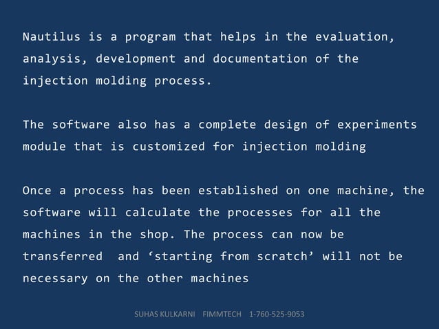 Nautilus 8 mold validation and doe software | PPTX