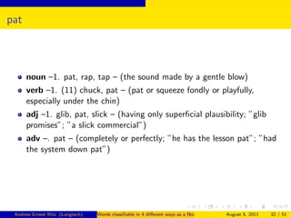 Words classifiable in four different ways as a noun, verb, adjective ...