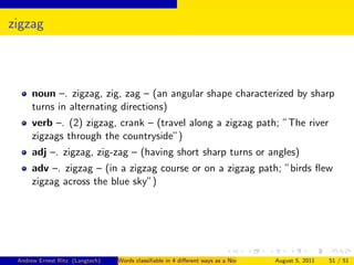 Words classifiable in four different ways as a noun, verb, adjective ...