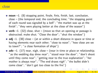 Words classifiable in four different ways as a noun, verb, adjective ...