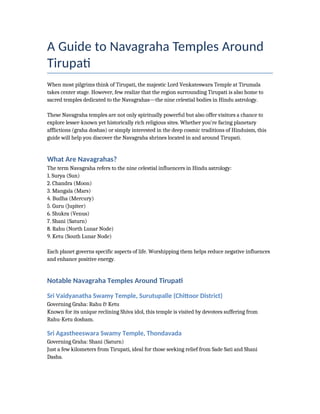 Discover the hidden Navagraha temples around Tirupati! | DOCX