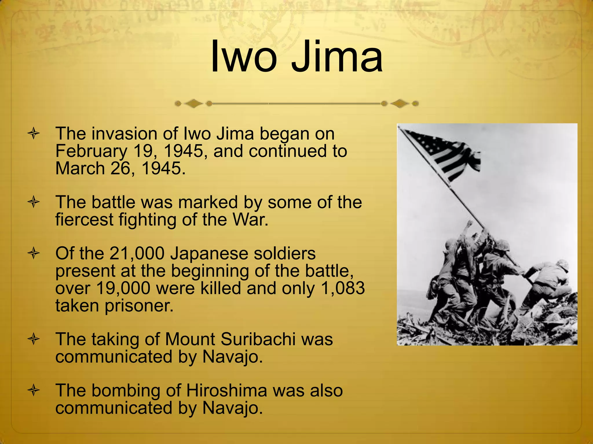 Navajo Code Talker powerpoint presentation by NNWO Executive Director ...