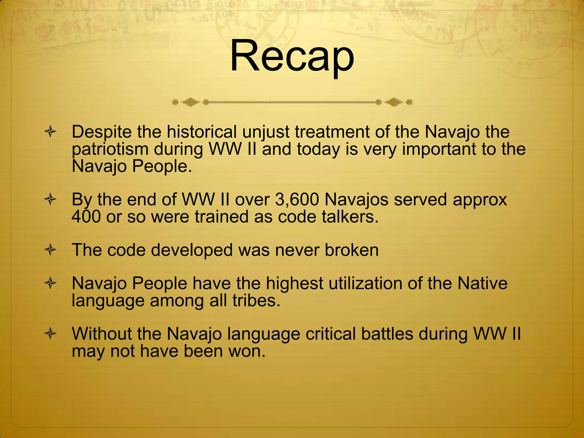 Navajo Code Talker powerpoint presentation by NNWO Executive Director ...