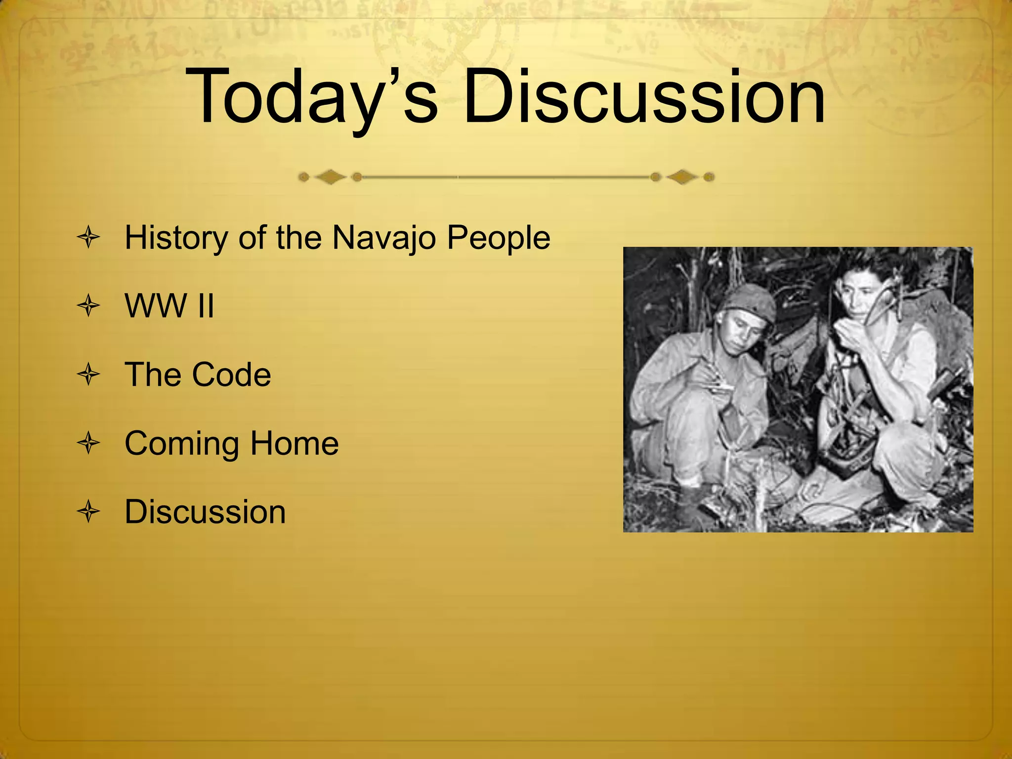 Navajo Code Talker powerpoint presentation by NNWO Executive Director ...