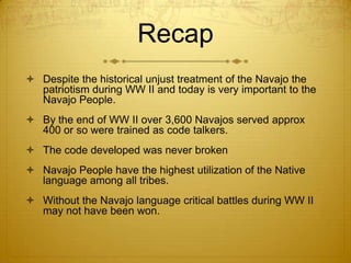 Navajo Code Talker powerpoint presentation by NNWO Executive Director ...