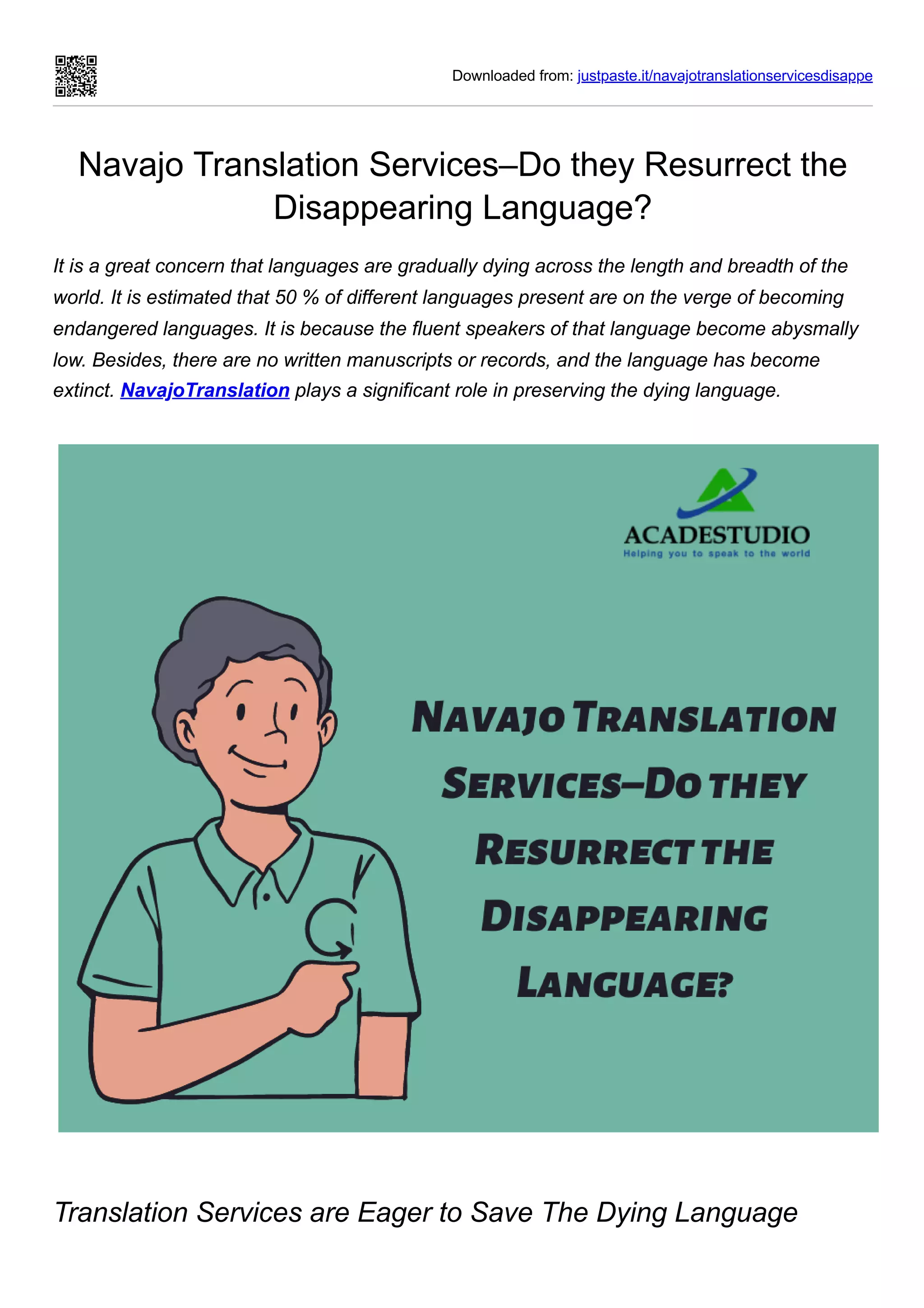 Navajo Translation Services | PDF