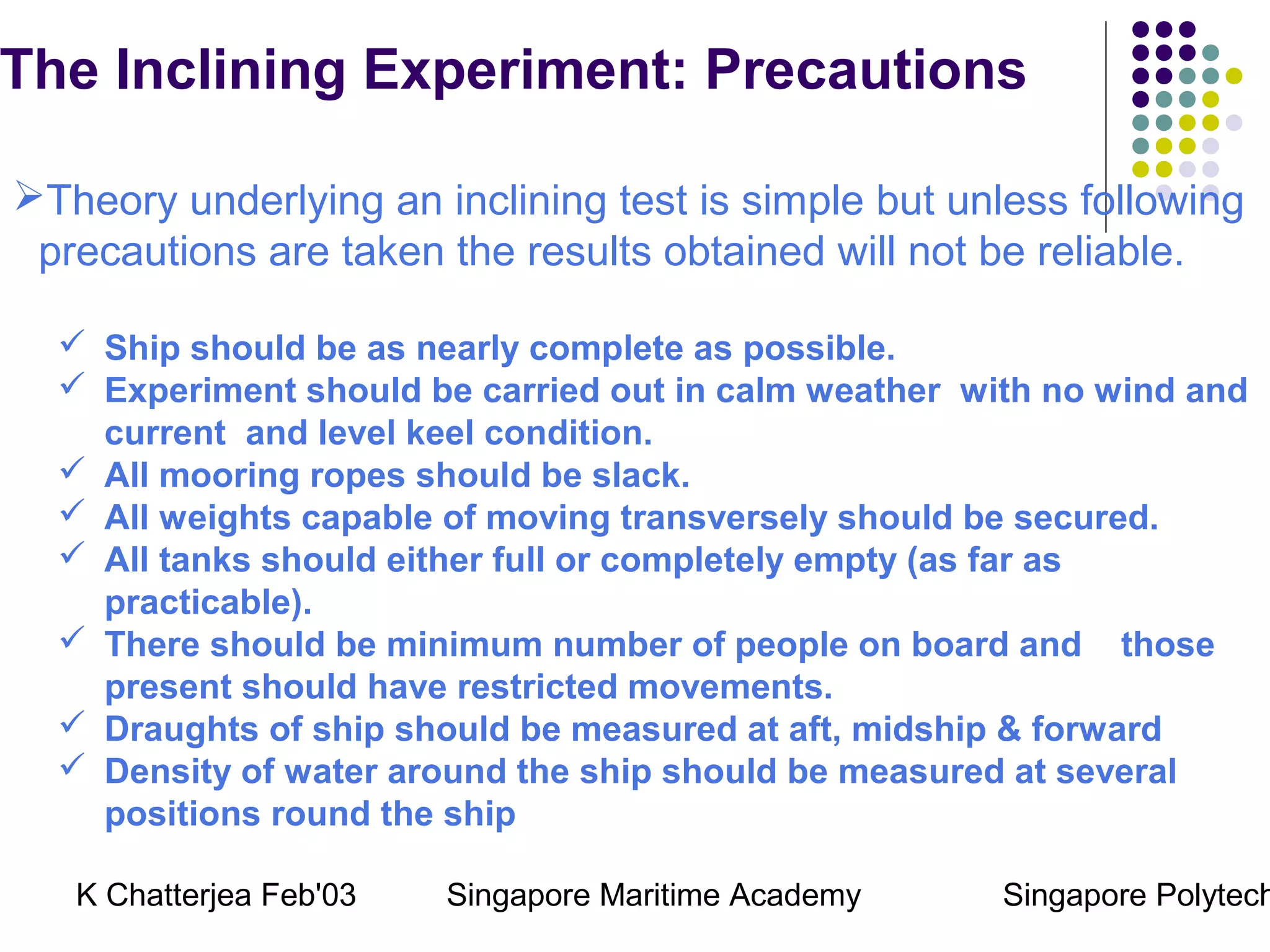 Naval arch incline test | PPT