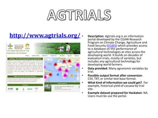 Climate modeling, climate change and agriculture. Durban Agrihack Talent Challenge | PPT