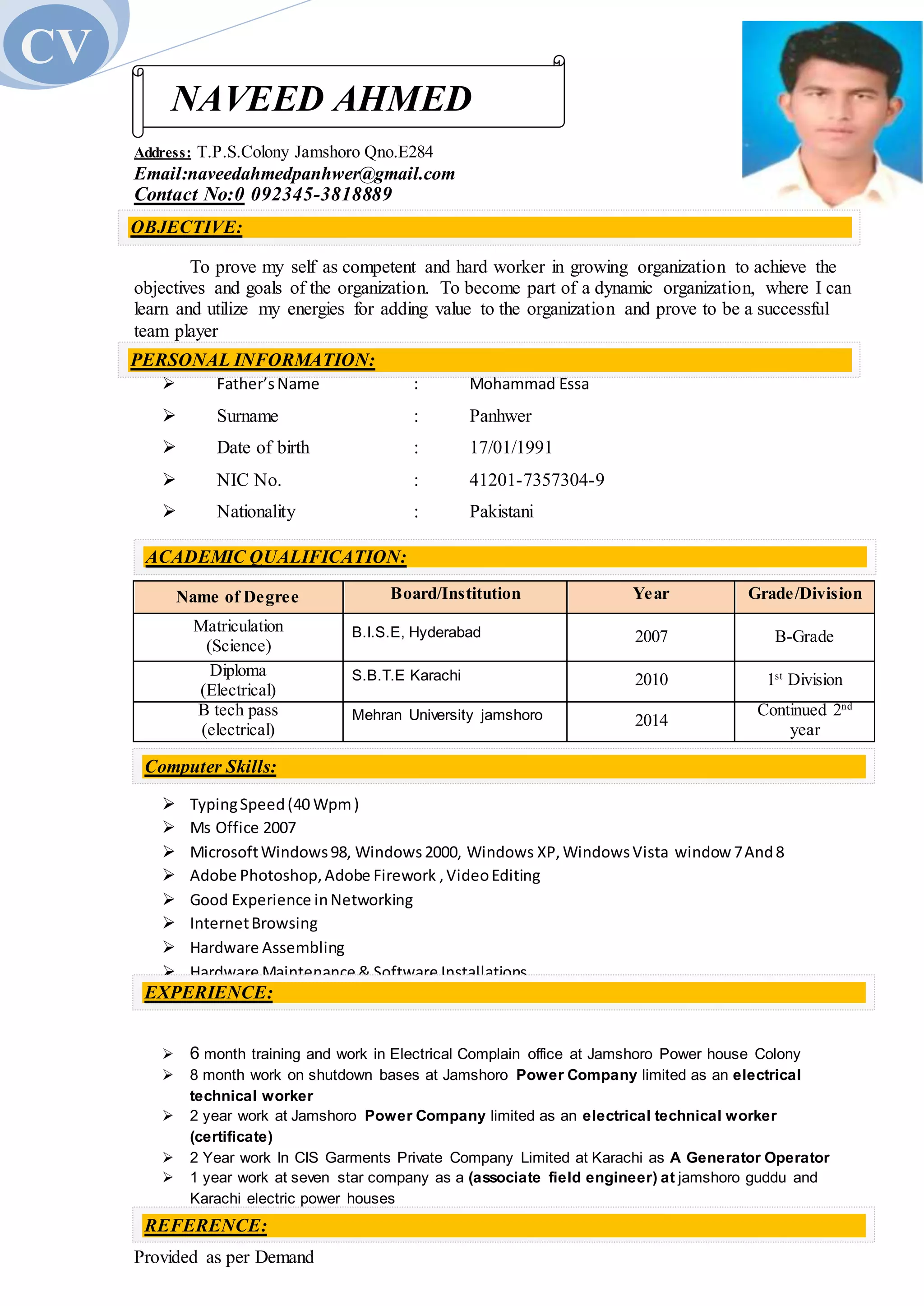 Naveed dp cv (2) | PDF