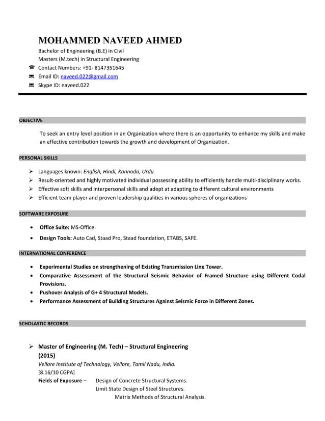 Naveed resume | DOC | Civil Engineering Industry | Industries