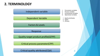 Design of experiment of pharmaceutical product and process | PPTX