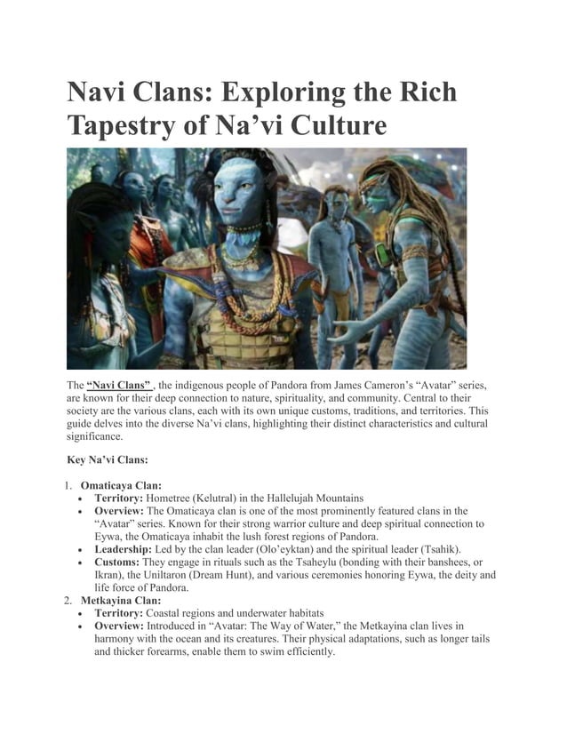 Navi Clans: Exploring the Rich Tapestry of Na’vi Culture | DOCX ...