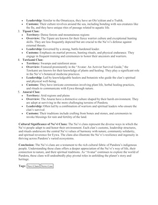 Navi Clans: Exploring the Rich Tapestry of Na’vi Culture | DOCX