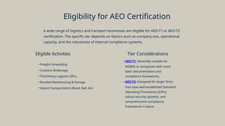 Navigating AEO Certification for Logistics & Transportation | PPTX