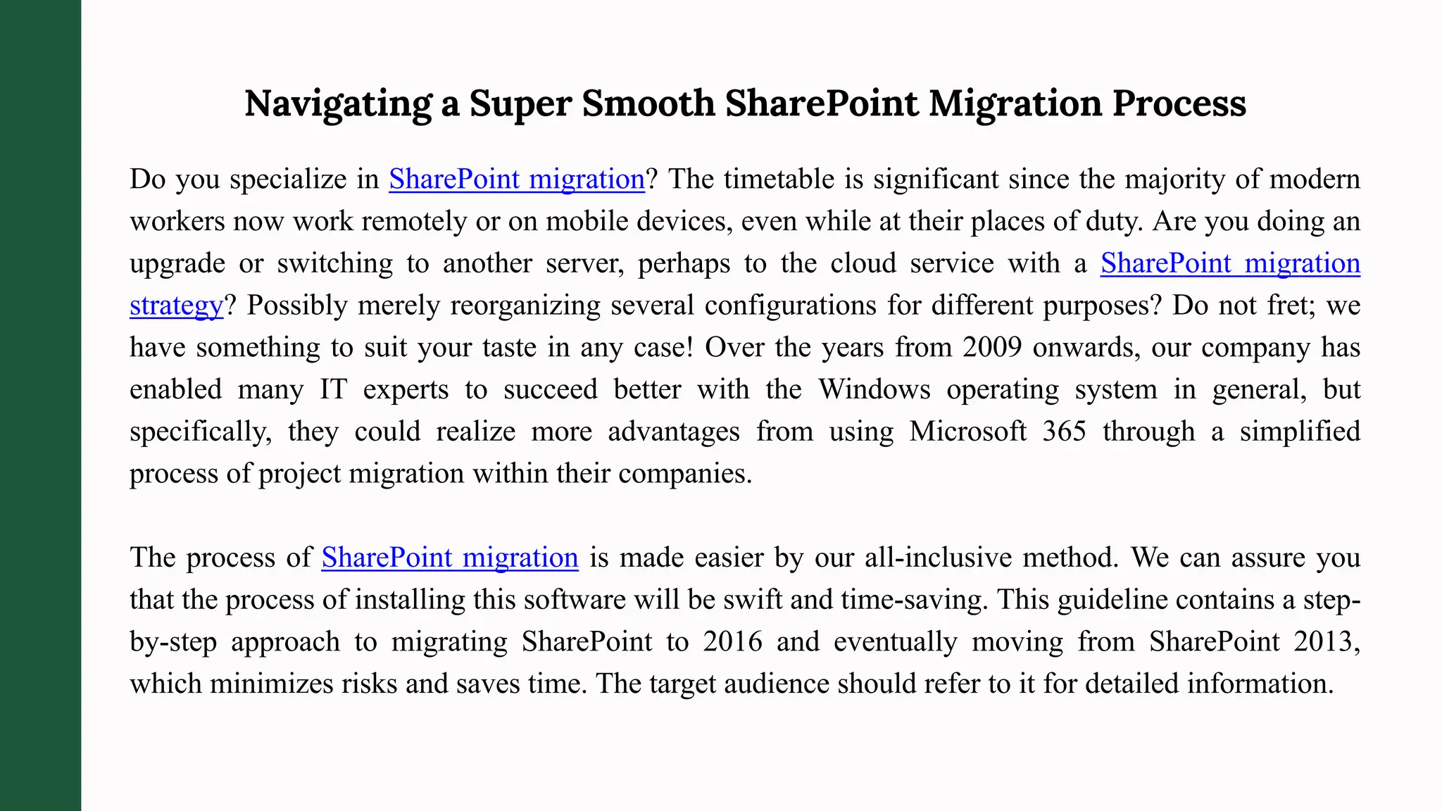 Navigating a Super Smooth SharePoint Migration Process.pptx | Computer Software and Applications ...