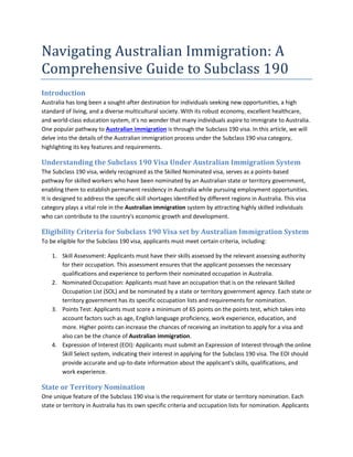Navigating Australian Immigration A Comprehensive Guide to Subclass 190 ...