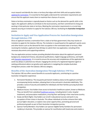 Navigating Australian Immigration A Comprehensive Guide to Subclass 190 ...