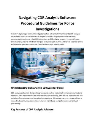 Navigating CDR Analysis Software: Procedural Guidelines for Police ...