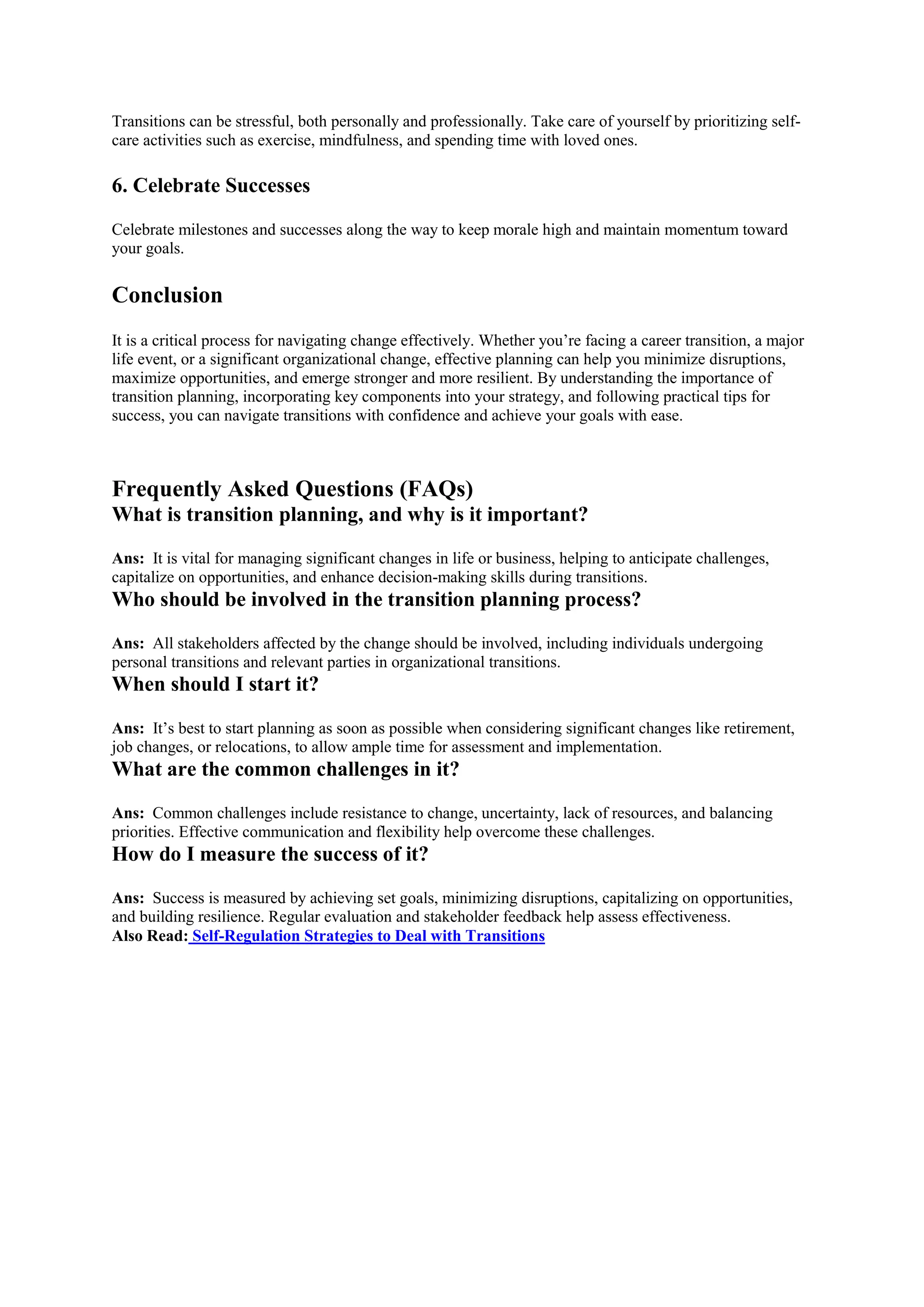 Navigating Change: The Essential Guide to Transition Planning | PDF