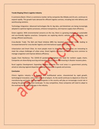 Navigating China's Logistics Landscape A Look at the Key Players and ...