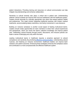 Navigating Cultural Competence in Healthcare Leadership_ Strategies for ...
