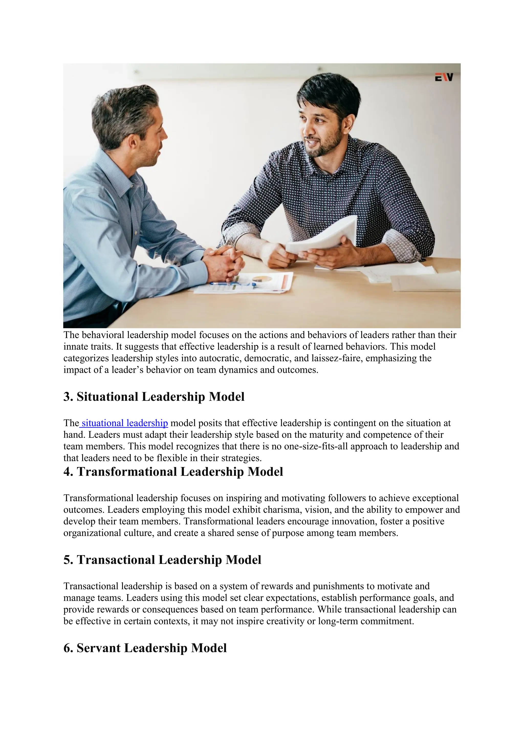 A Comprehensive Exploration of Leadership Models | Enterprise Wired | PDF