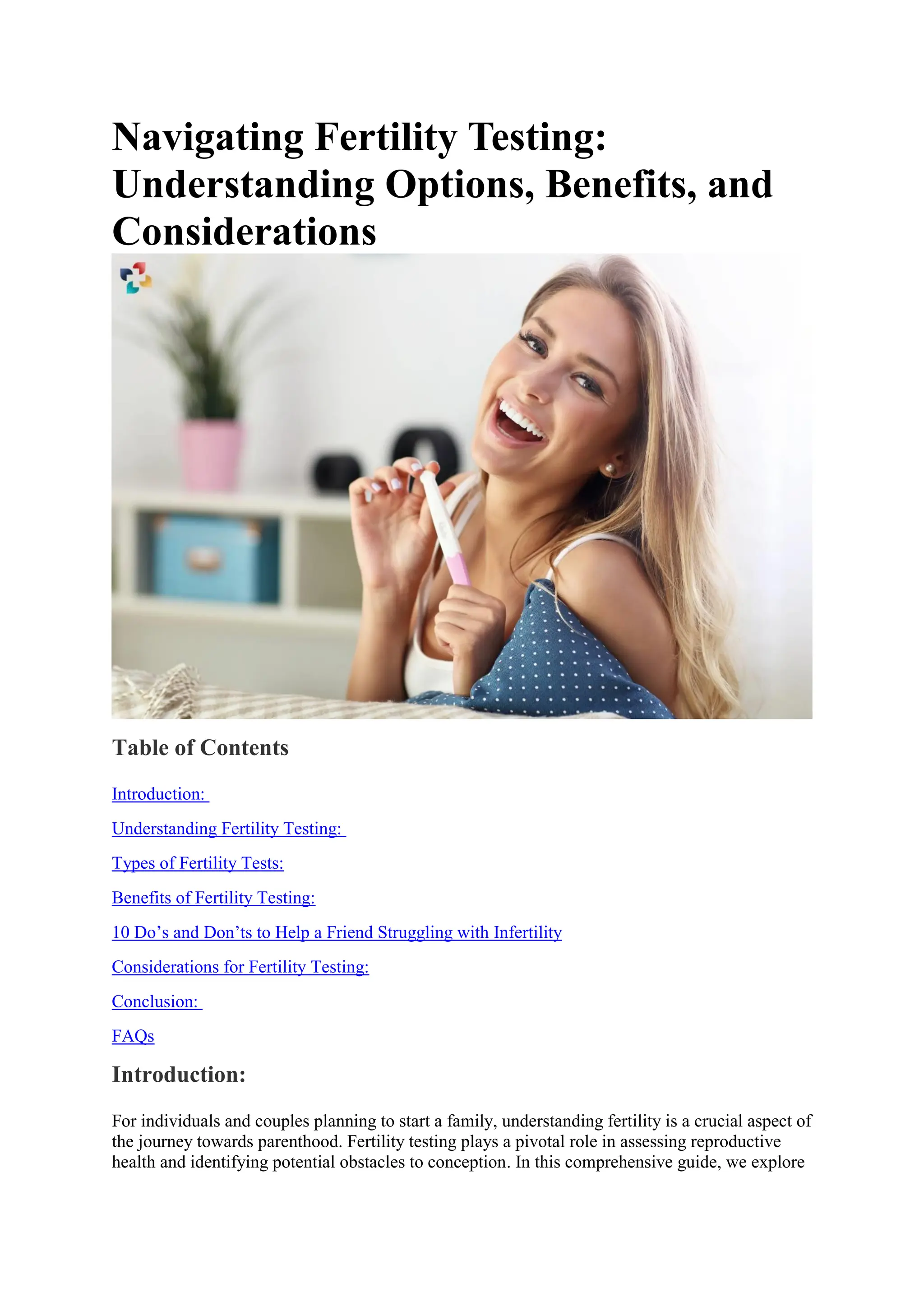 Types of Female and Male Fertility Testing | The Lifesciences Magazine ...