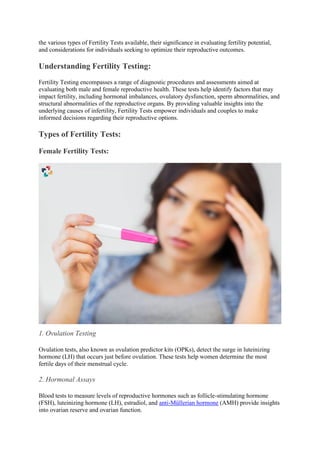 Types of Female and Male Fertility Testing | The Lifesciences Magazine ...