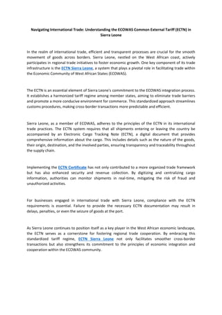 Navigating International Trade: Understanding the ECOWAS Common ...