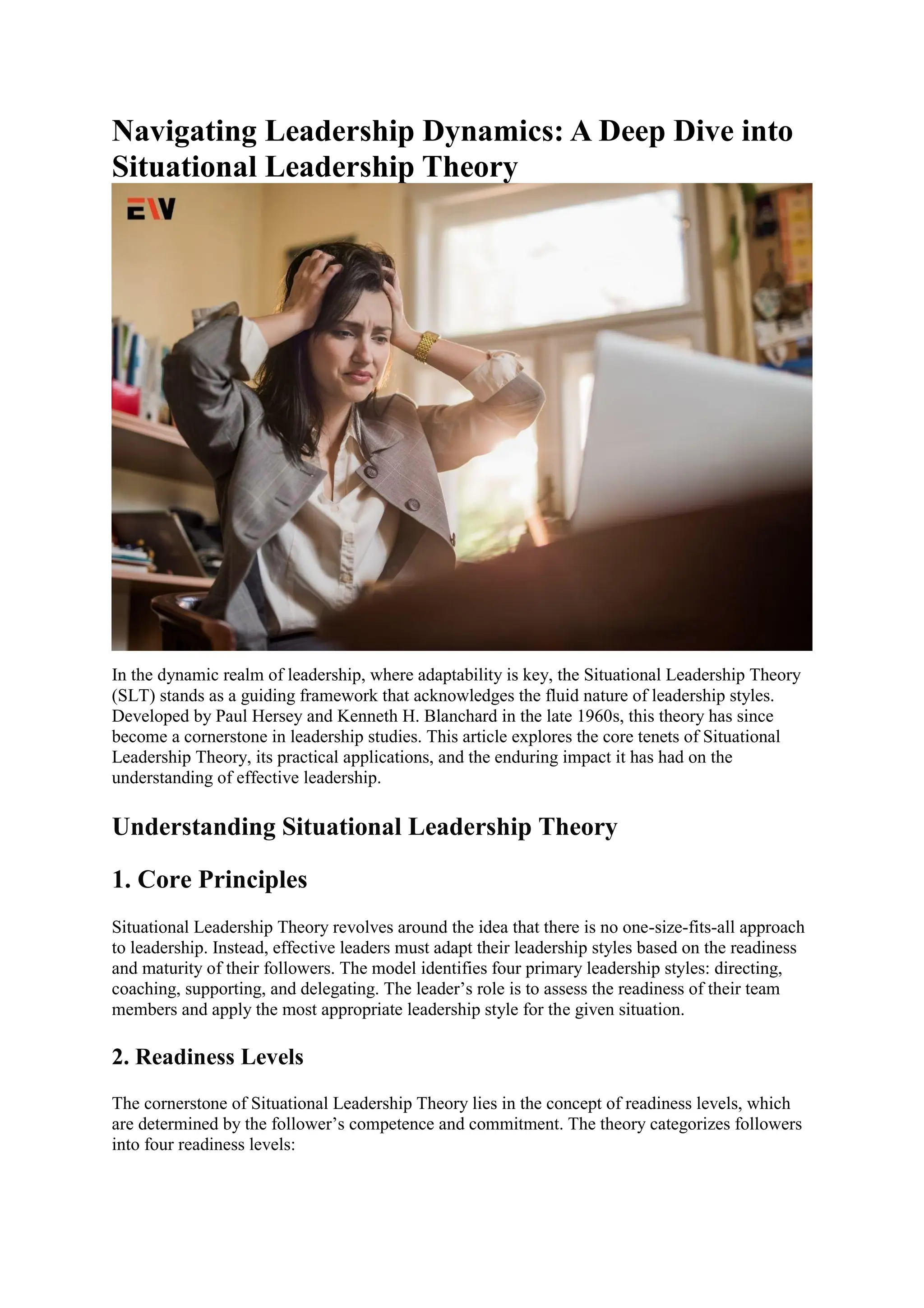 Situational Leadership Theory: Definition, And Applications ...