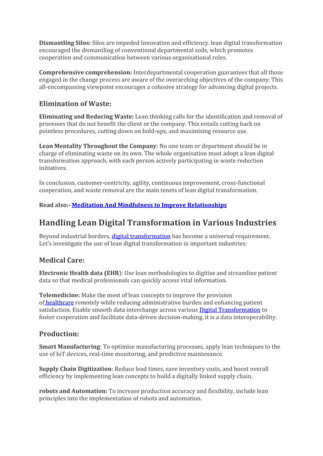 Important Lean Digital Transformation Concepts | PDF