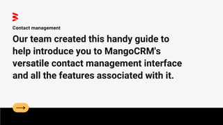 Navigating mango crm contact management | PDF