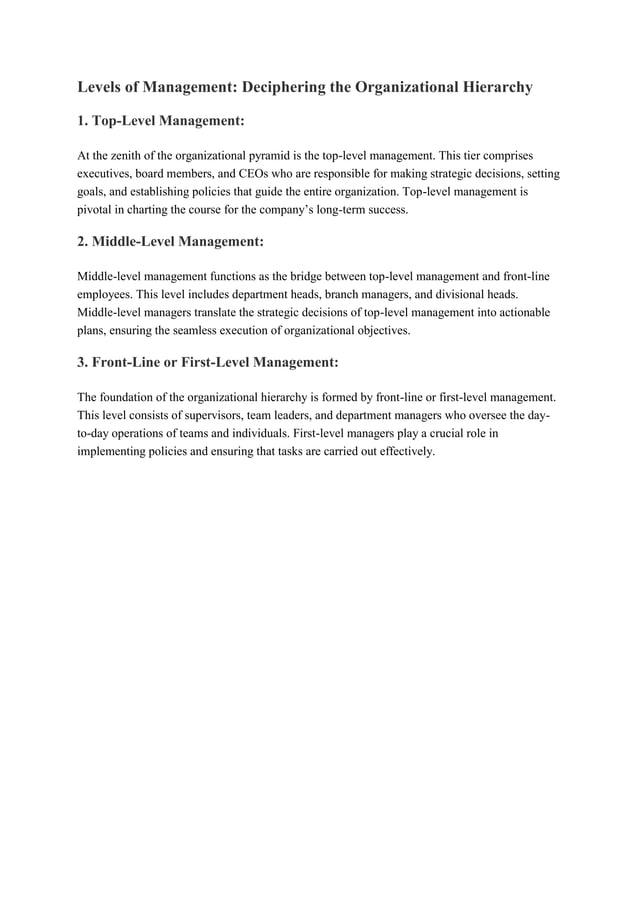 Navigating Organizational Hierarchy Understanding the Levels of ...