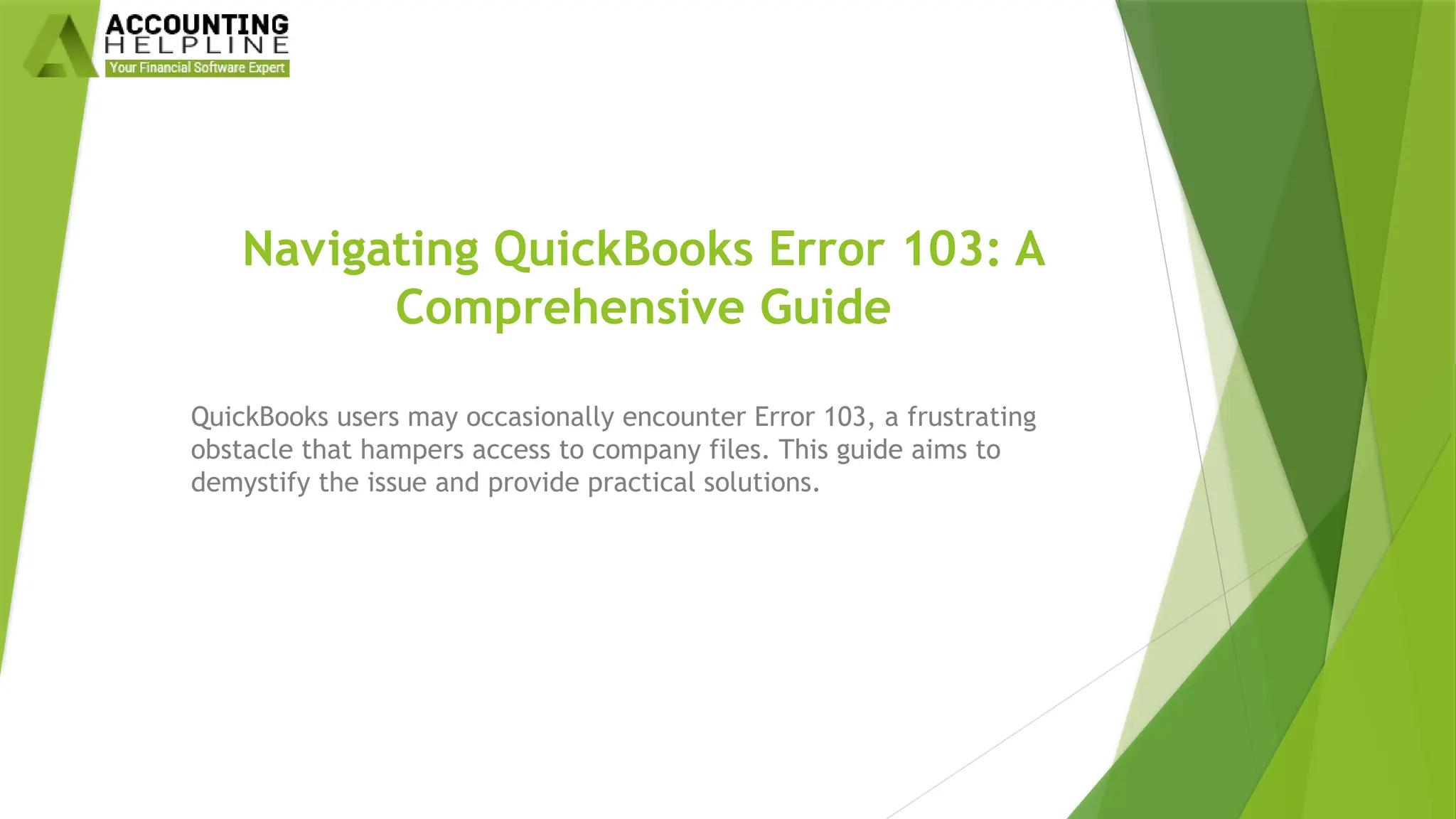 QuickBooks Error 103 – Causes and Step-by-Step Fix | PPTX